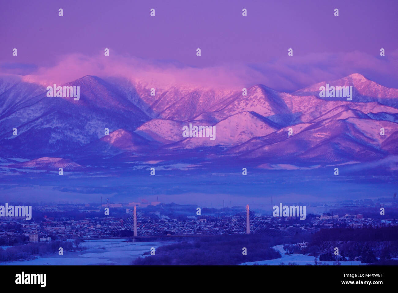 Hidaka mountain range and Obihiro City, Hokkaido, Japan Stock Photo - Alamy