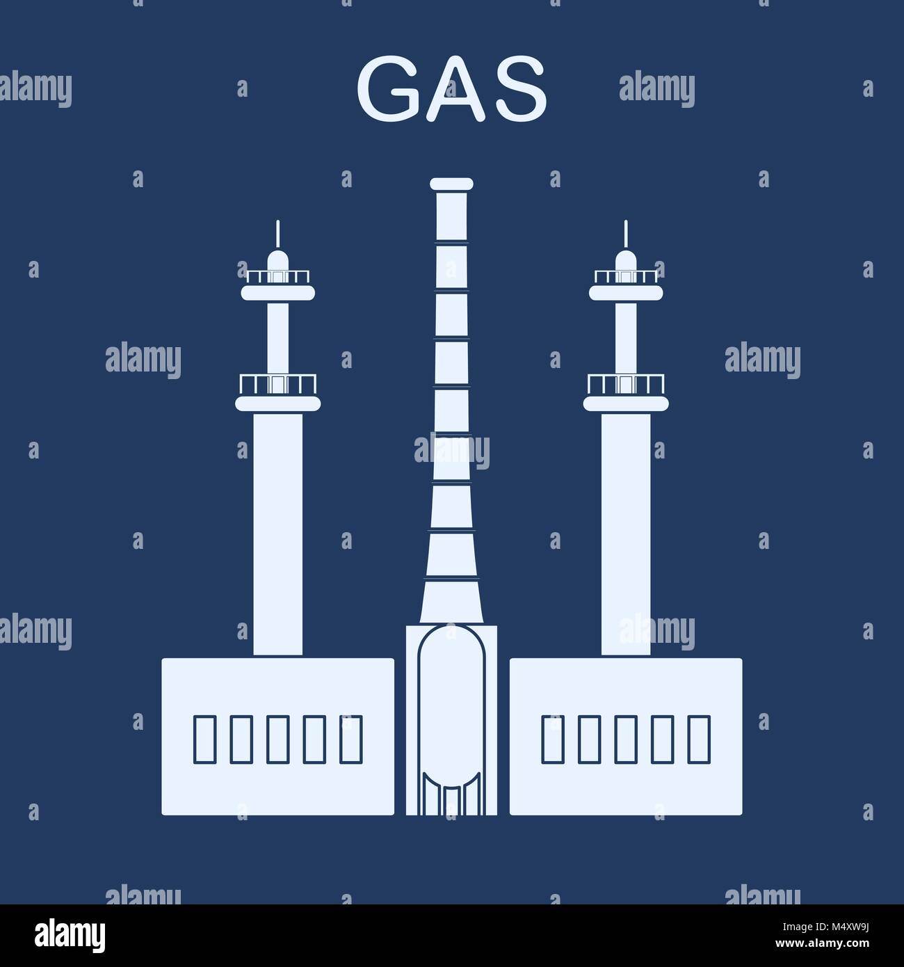Gas processing plant. Industrial theme. Design for announcement ...