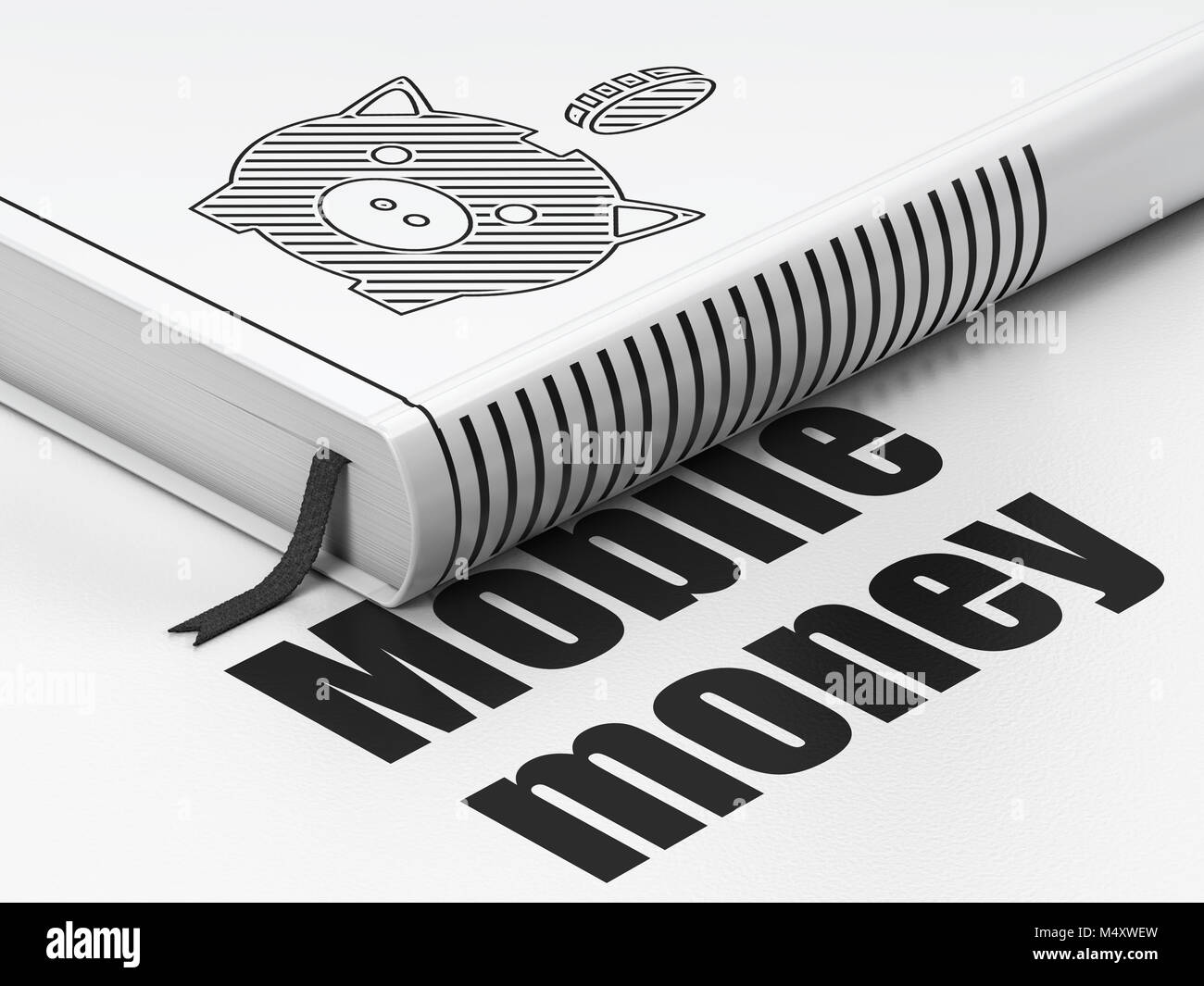 Money concept: book Money Box With Coin, Mobile Money on white ...
