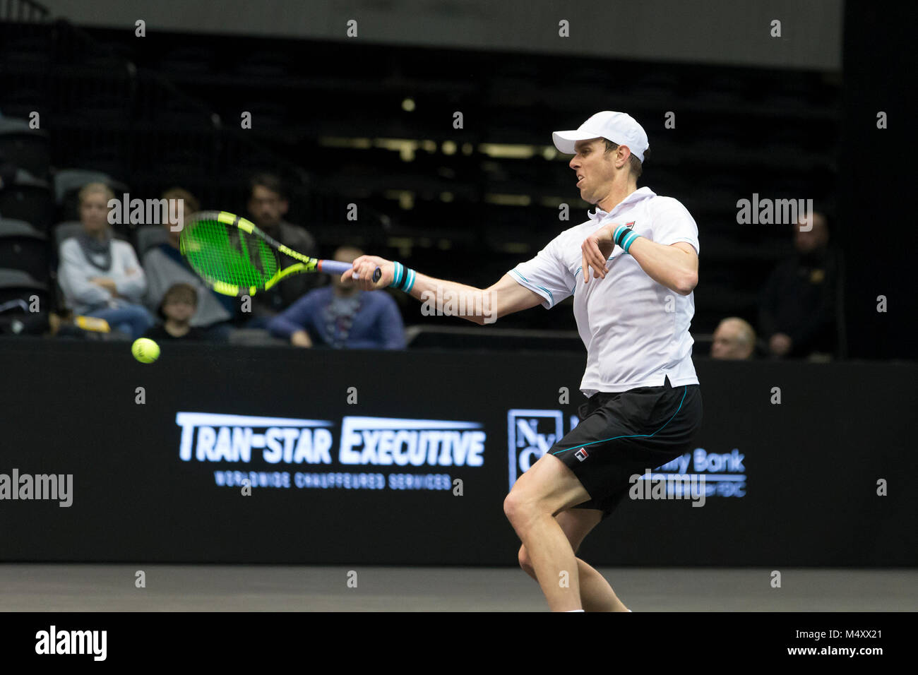 Sam Querrey of USA returns ball during final of New York Open ATP 250 ...