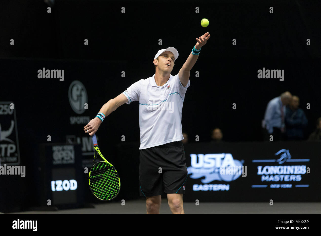 Sam Querrey of USA serves ball during final of New York Open ATP 250 ...