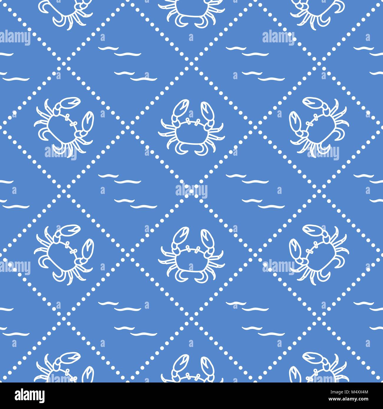 Seamless pattern with crabs and waves. Design for banner and print ...