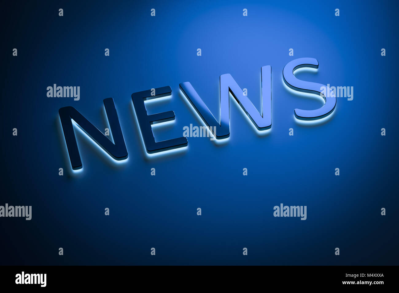 the word news with blue light Stock Photo - Alamy