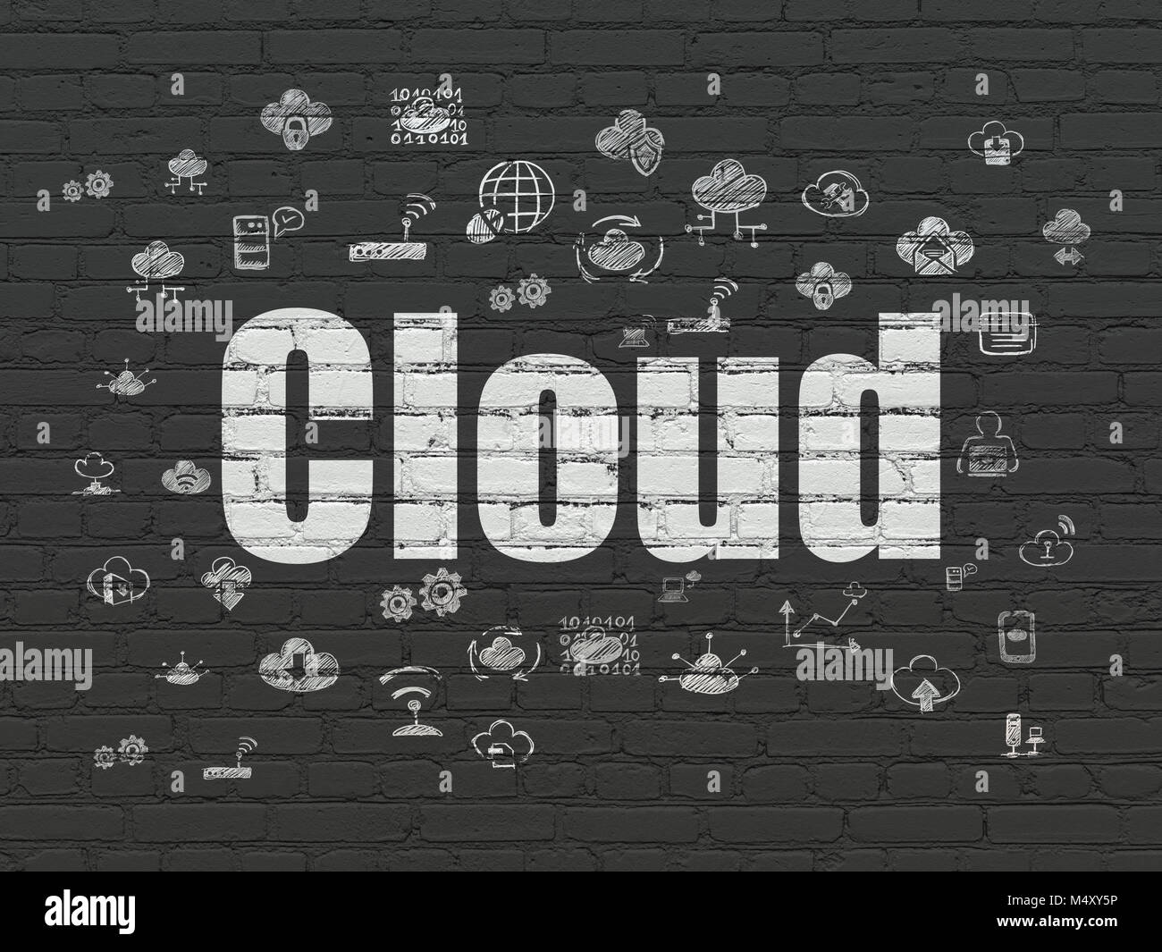 Cloud computing concept: Cloud on wall background Stock Photo - Alamy