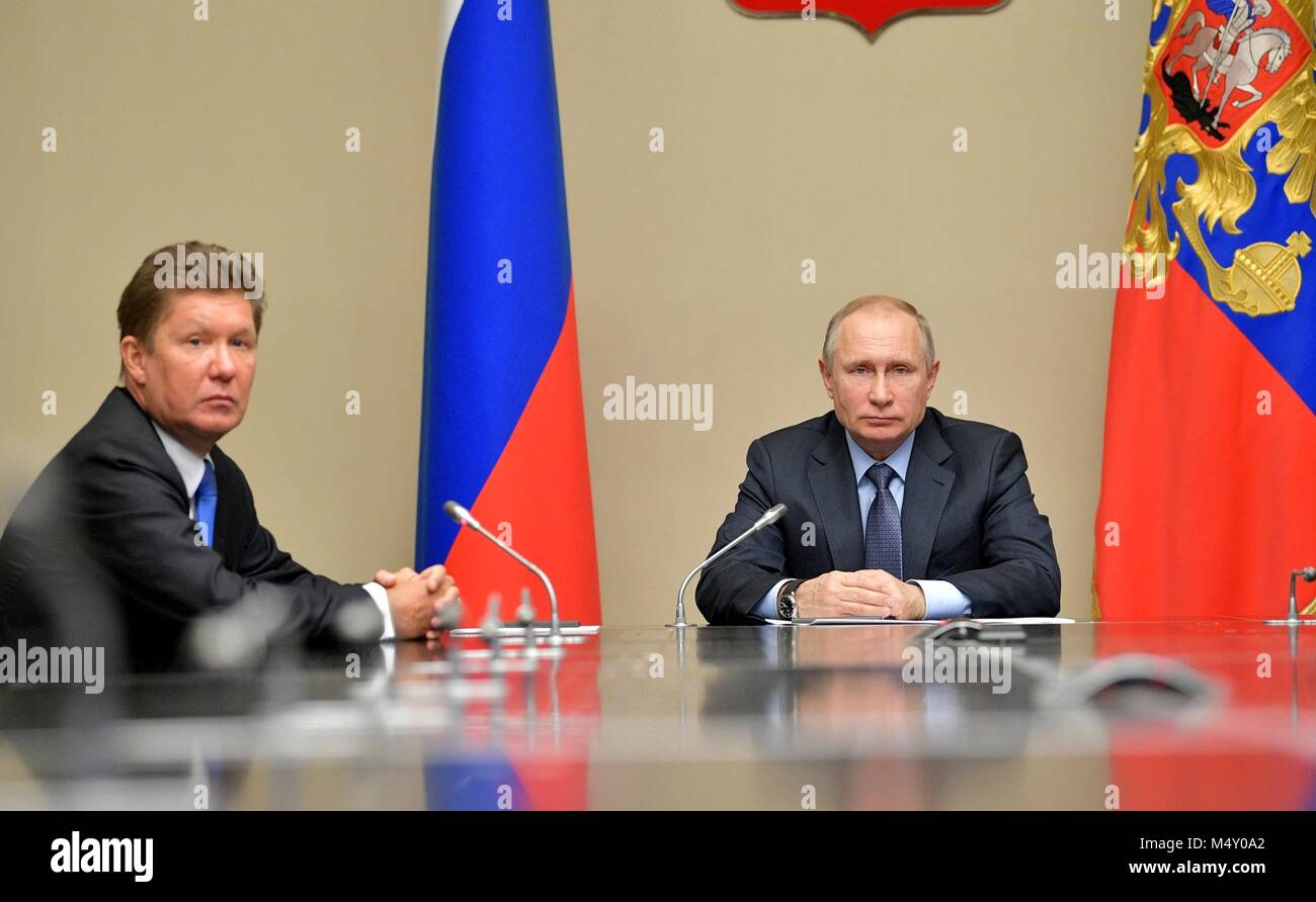 Russian President Vladimir Putin meets with Gazprom CEO Alexei Miller ...