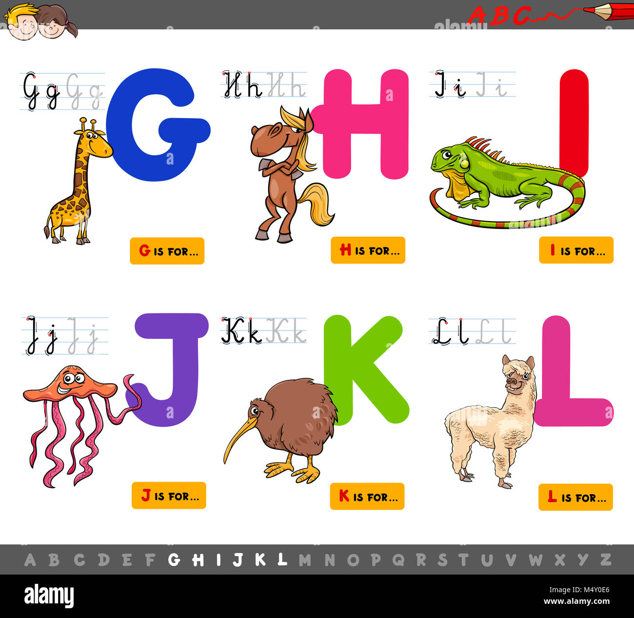educational cartoon alphabet for children Stock Photo - Alamy