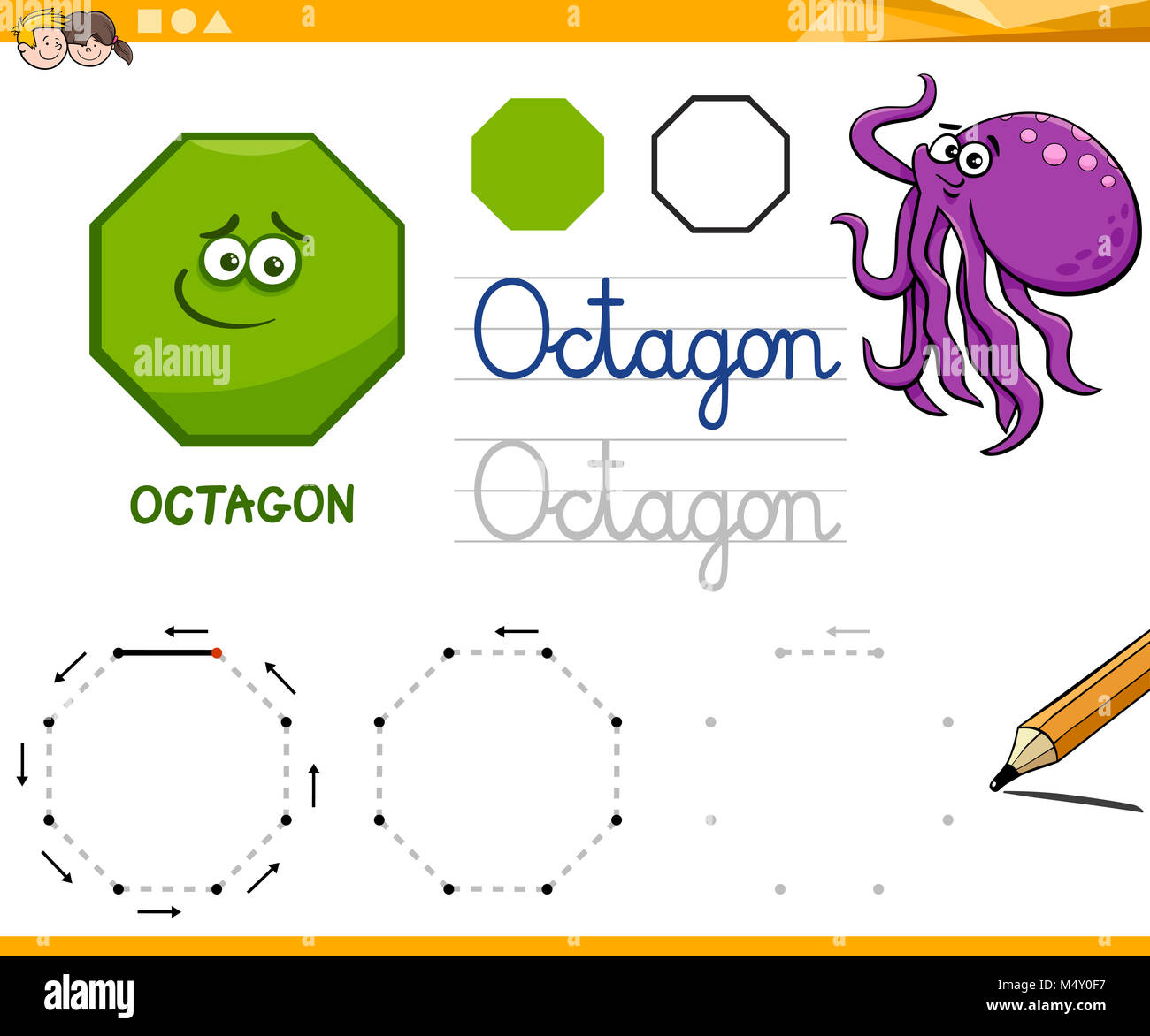 octagon cartoon basic geometric shapes Stock Photo - Alamy