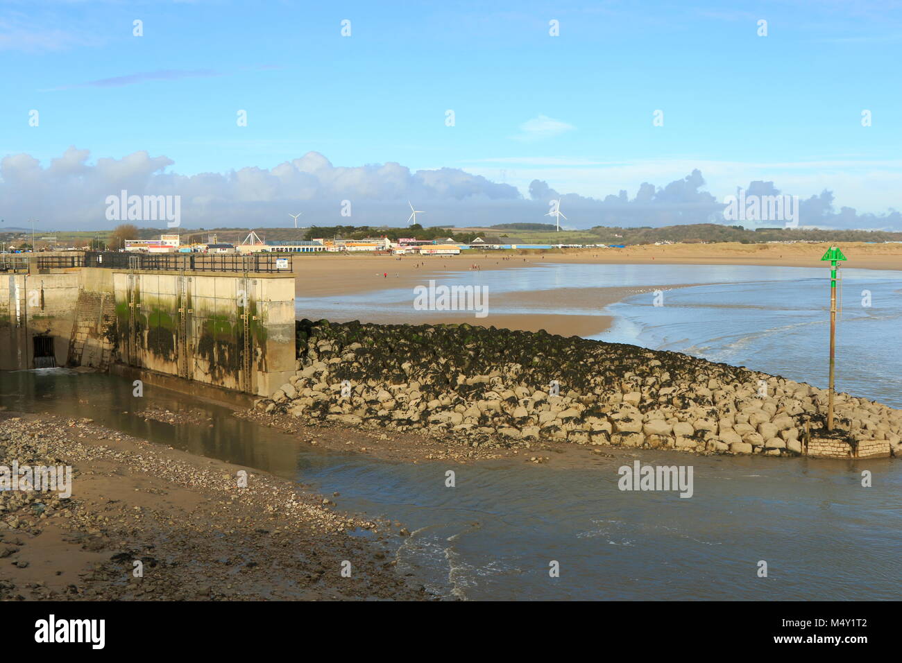 Coney Beach Porthcawl, South Wales UK. showing beach, breakwater and ...
