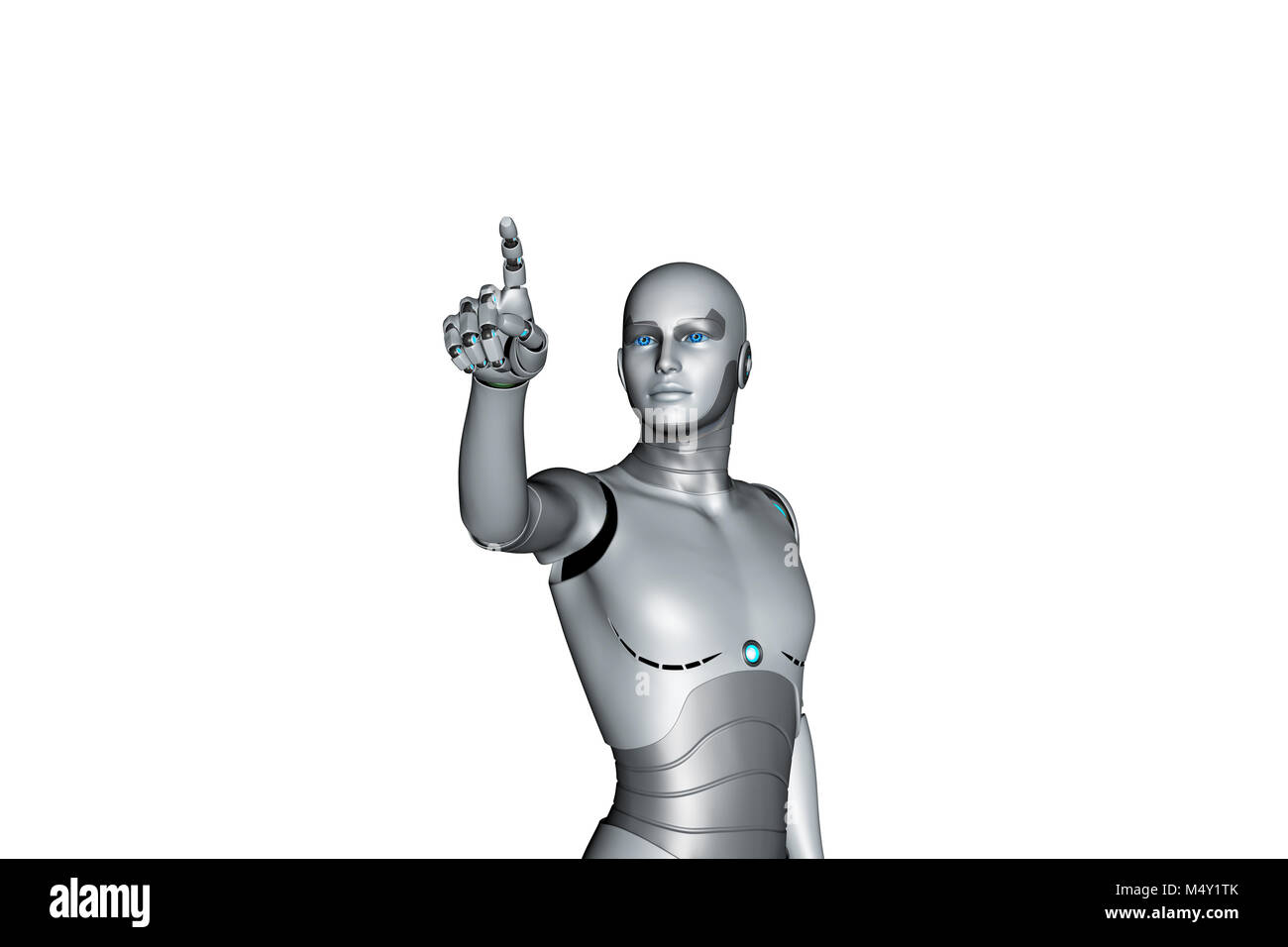 3d render of robot pointing finger isolated on white background Stock ...