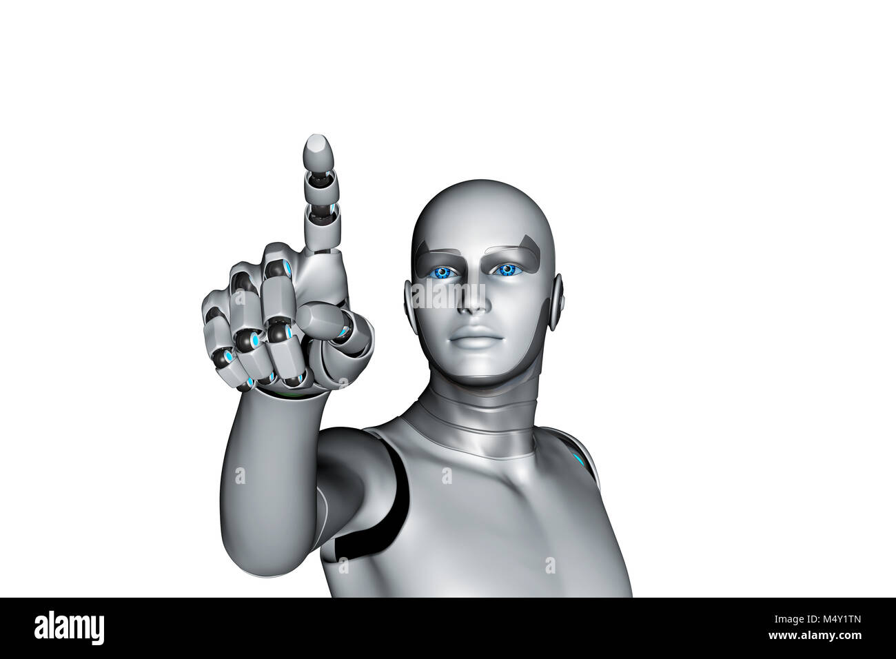 3d render of robot pointing finger isolated on white background Stock ...