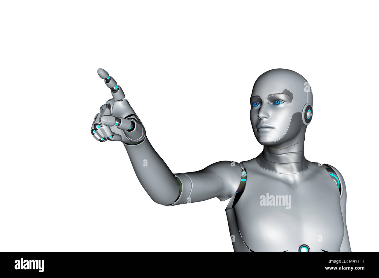 3d render of robot pointing finger isolated on white background Stock ...