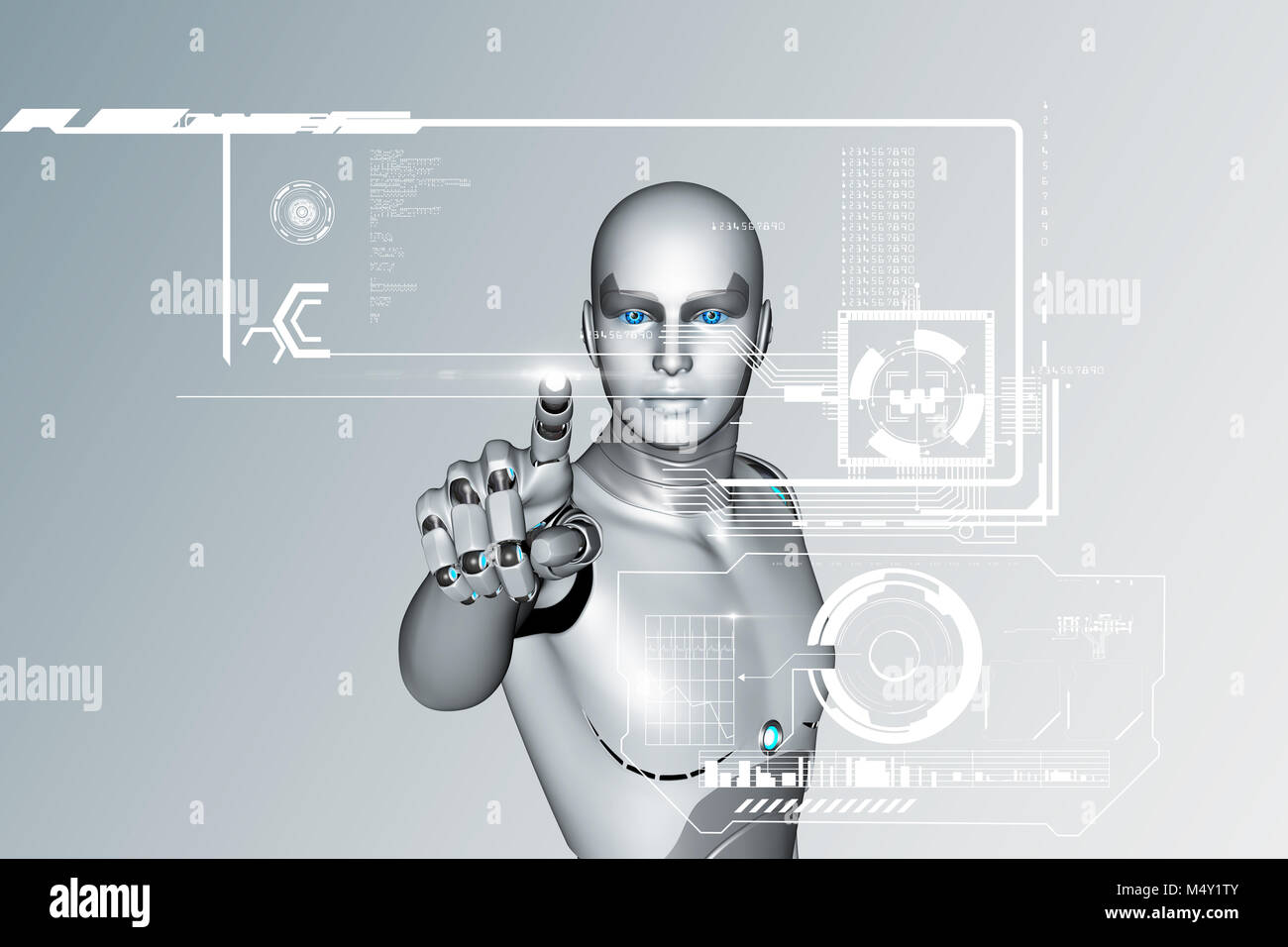 3d robot in virtual reality Stock Photo - Alamy