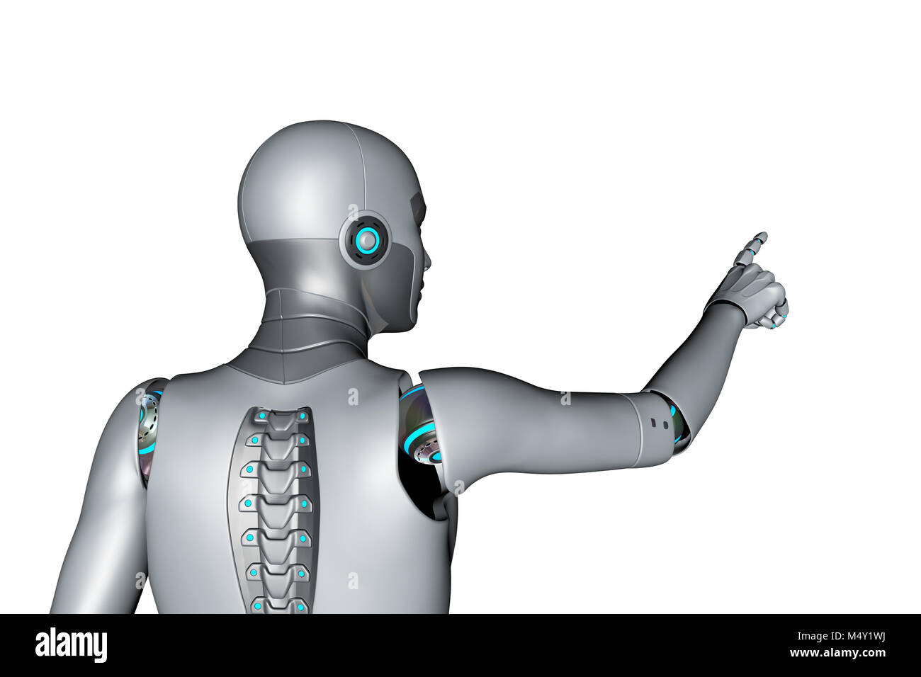 3d render of robot pointing finger isolated on white background Stock ...