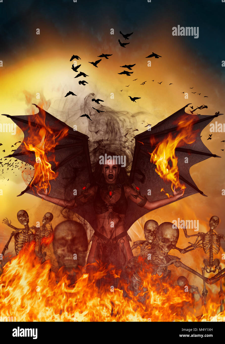 Demon,3d illustration concept background,Mixed media Stock Photo - Alamy