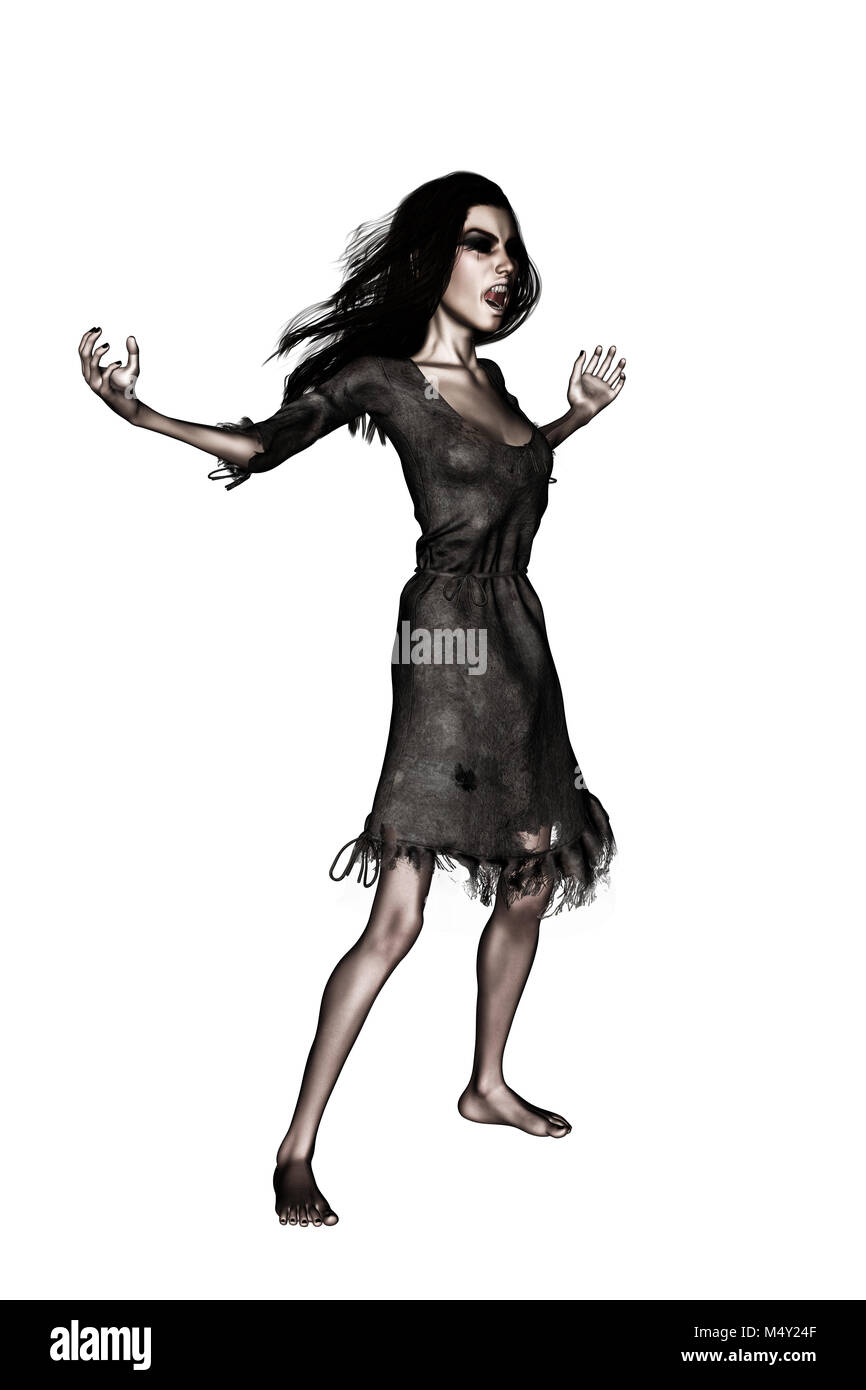 Ghost woman isolated on white background,3d render Stock Photo - Alamy