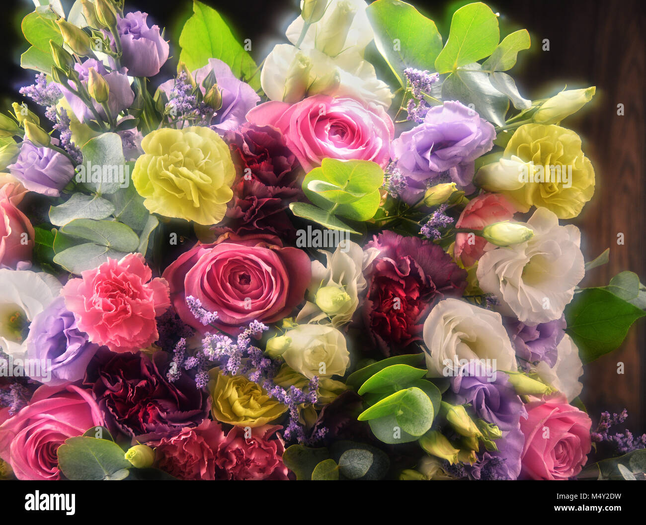 Composition with bouquet of flowers Stock Photo - Alamy