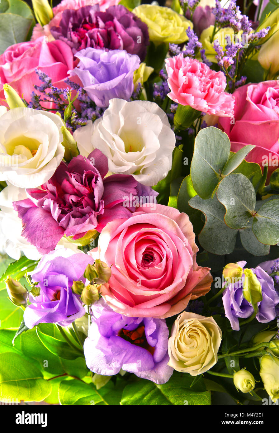 Composition with bouquet of flowers Stock Photo - Alamy