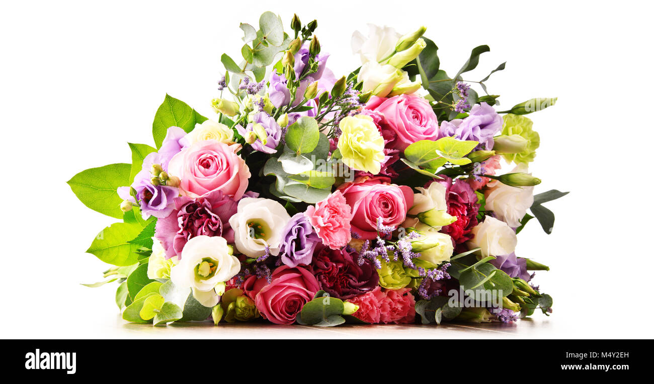Composition with bouquet of flowers Stock Photo - Alamy