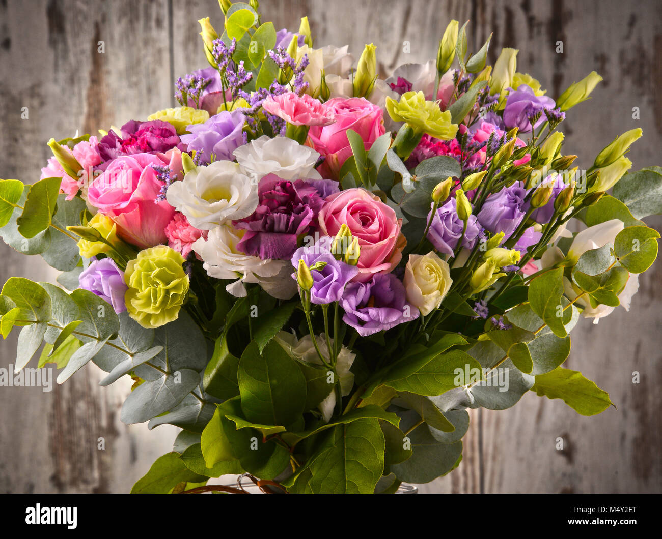 Composition with bouquet of flowers Stock Photo - Alamy