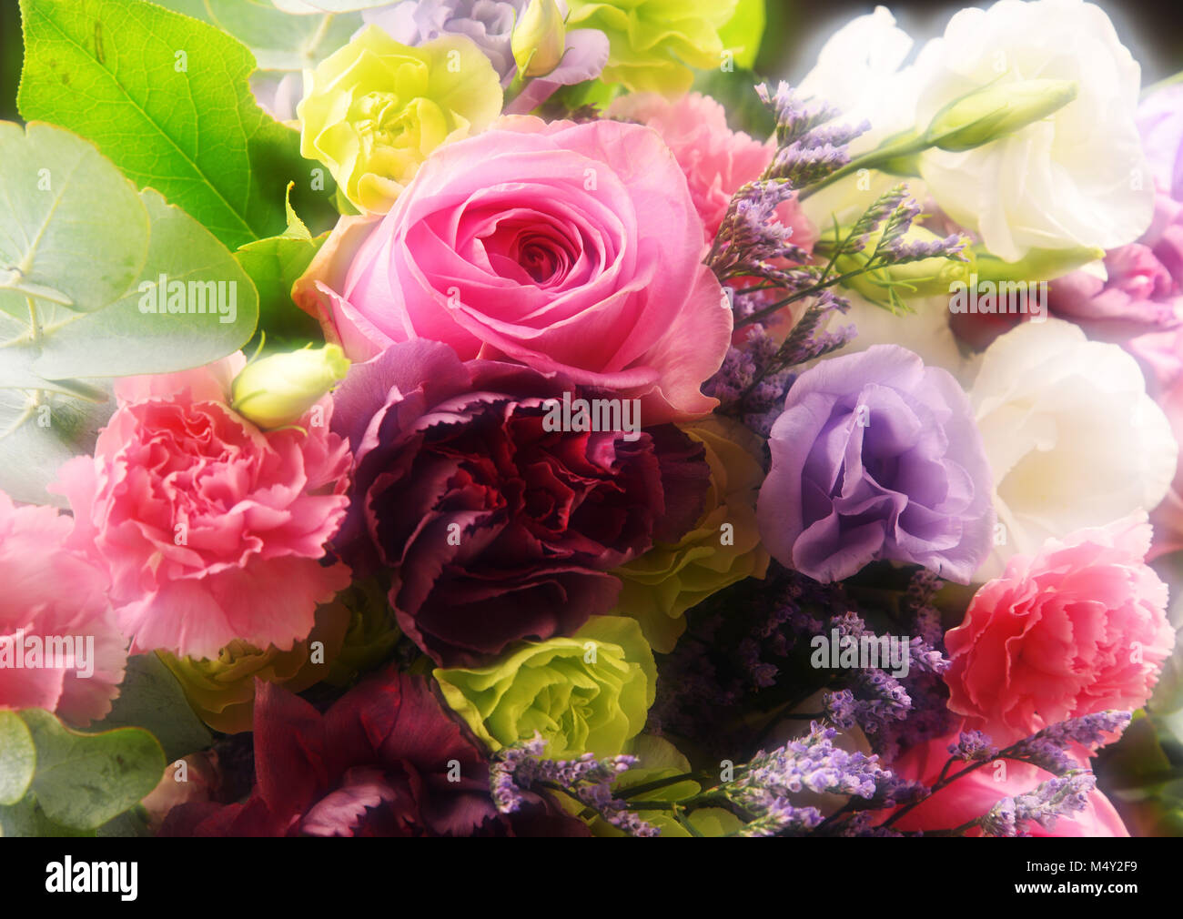 Composition with bouquet of flowers Stock Photo - Alamy