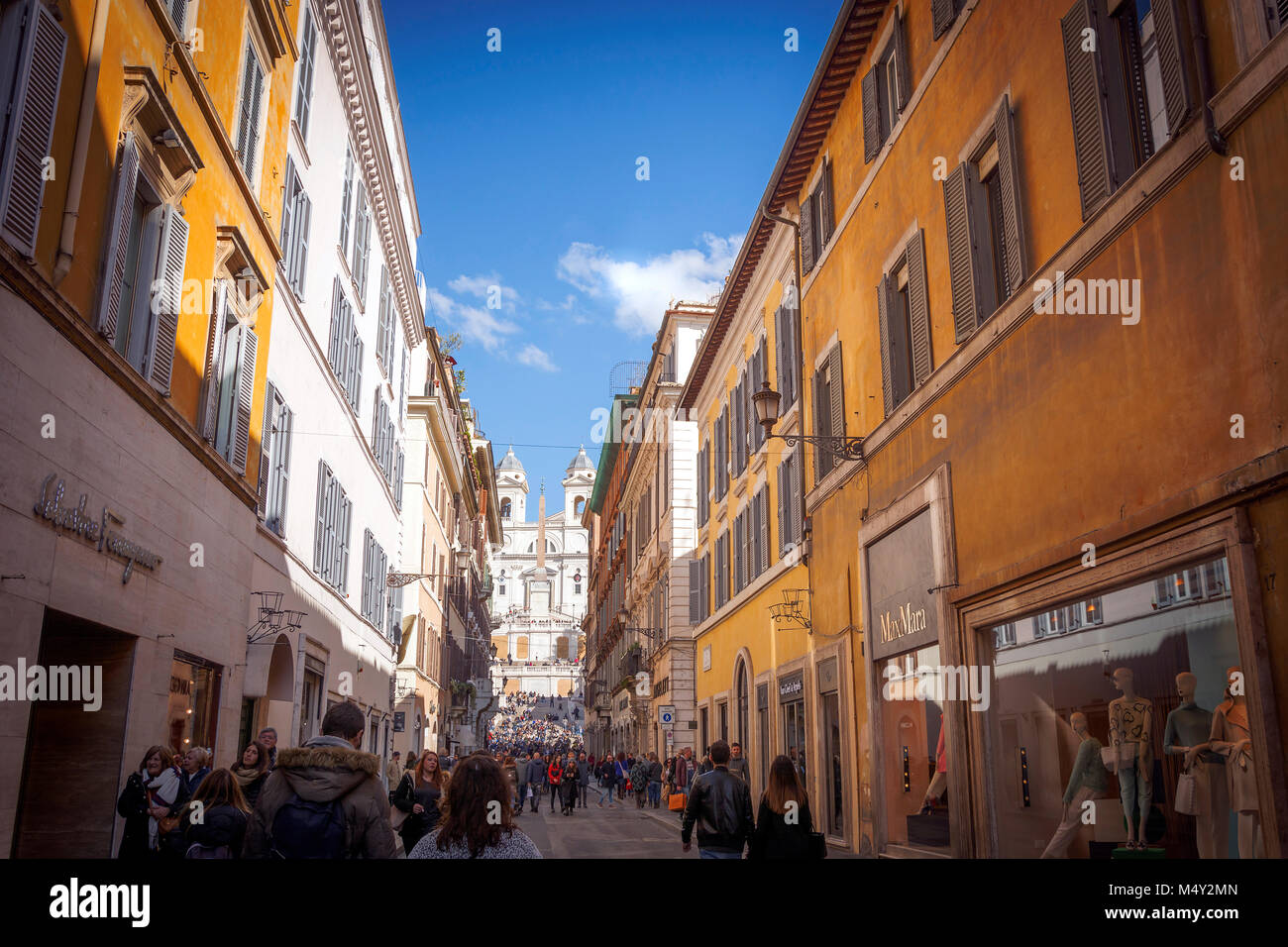 Rome, Italy, february 18, 2017: people walking along the luxury ...
