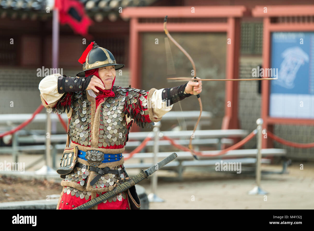 Korean soldier with traditional Joseon dynasty during show martial arts ...