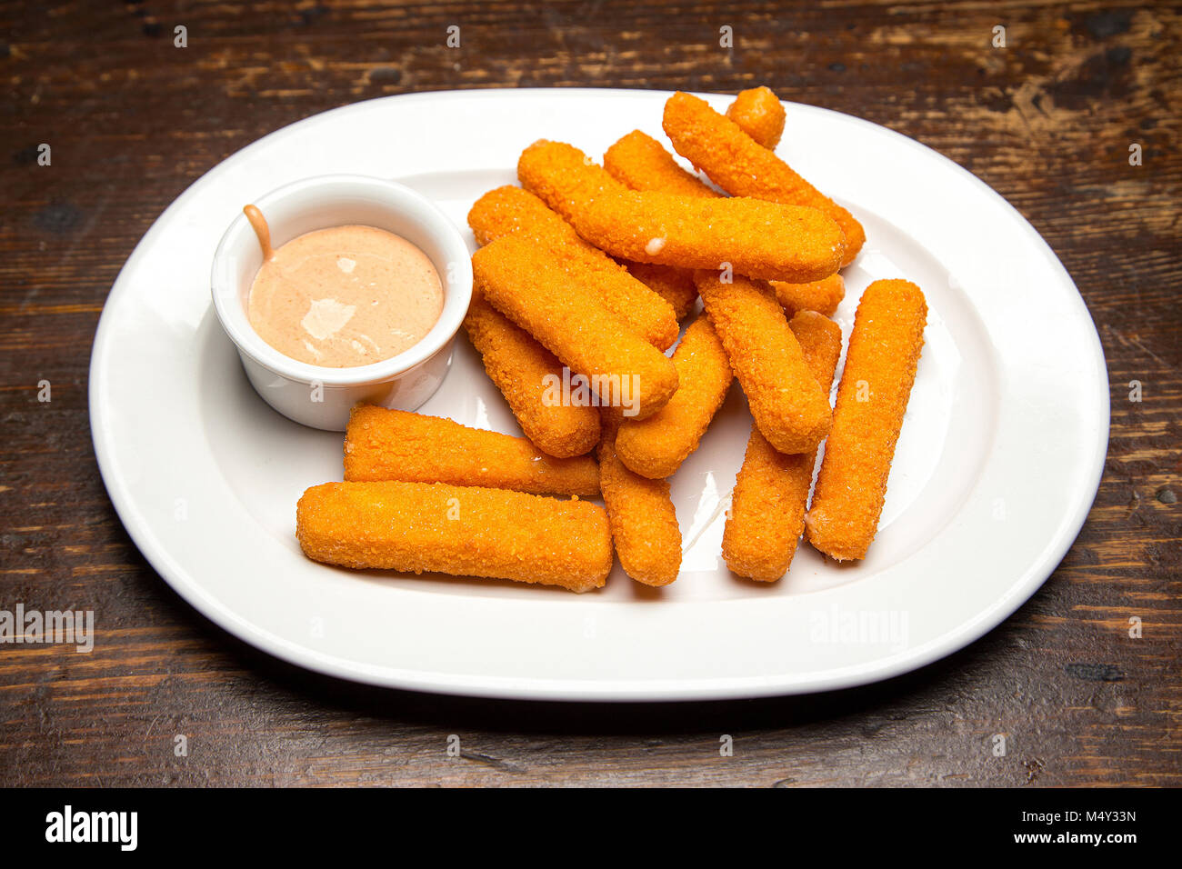 Traditional beer snack sticks with mozzarella cheese, deep fried, with ...