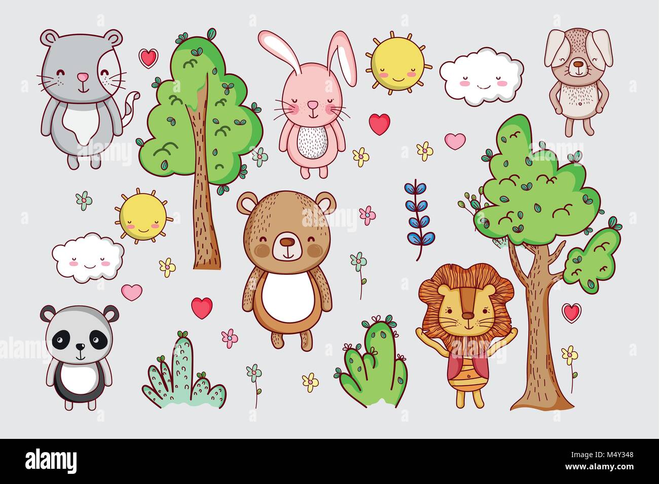 Cute animals doodle cartoons Stock Vector Image & Art - Alamy