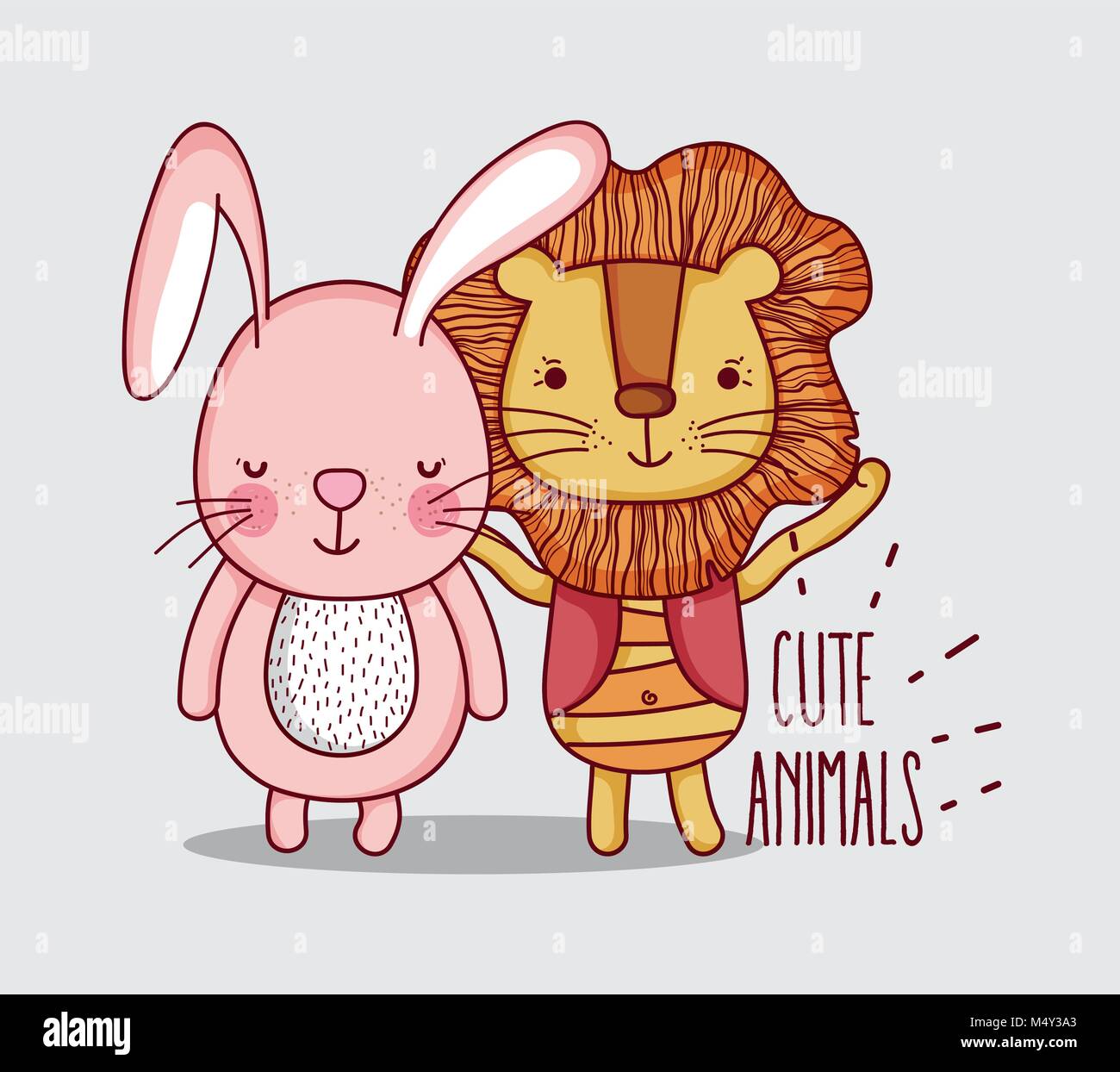 Lions and bunny cute animals cartoons Stock Vector Image & Art - Alamy