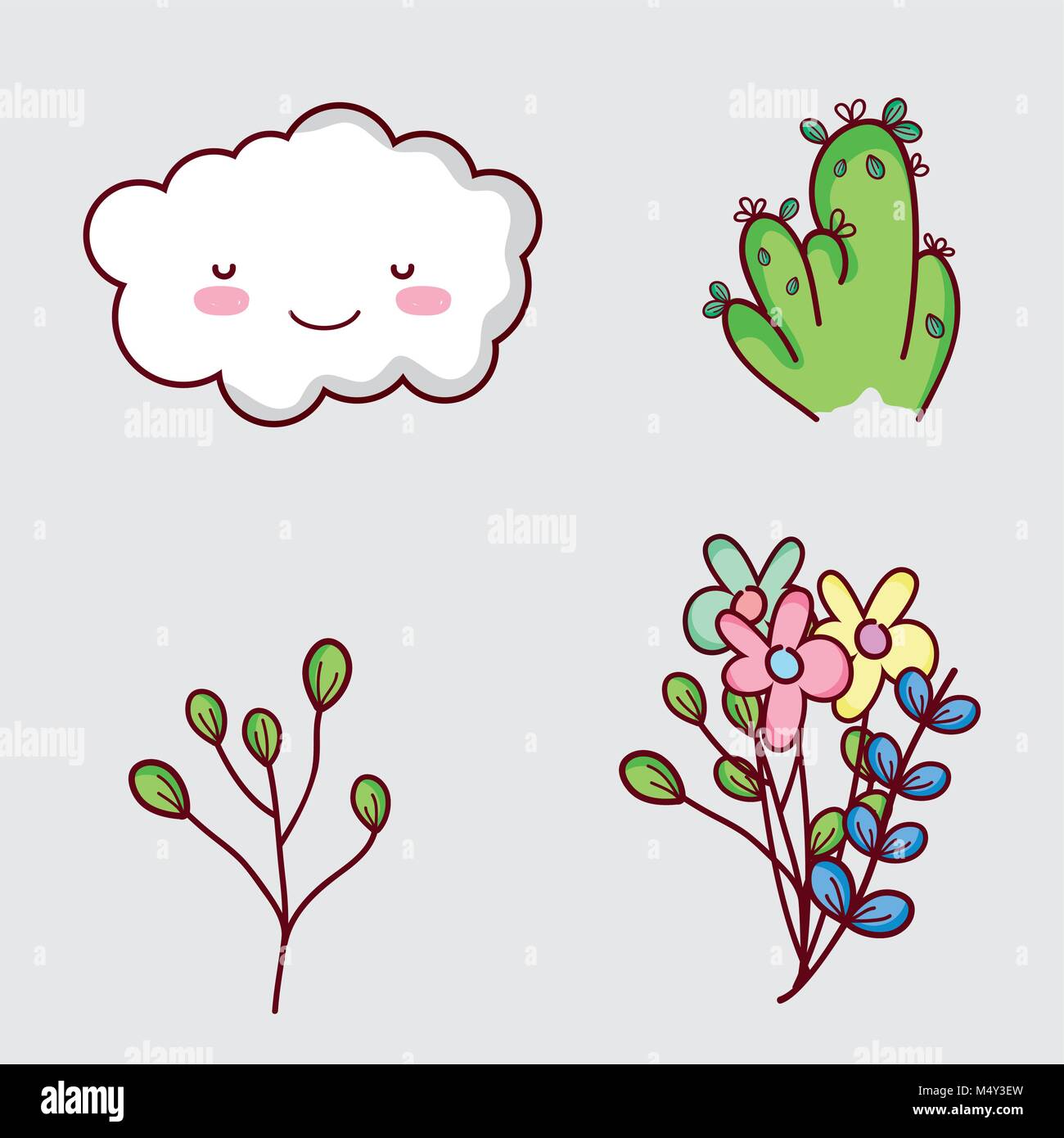 Nature elements doodles cartoons Stock Vector Image & Art - Alamy