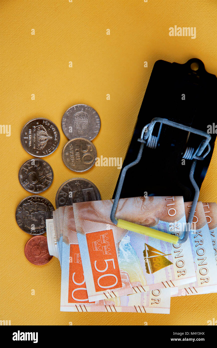Swedish kronor notes in a trap Stock Photo - Alamy