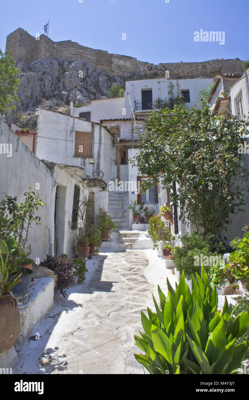 Athens, Acropolis, Plaka, Traditional Alley Stock Photo - Alamy