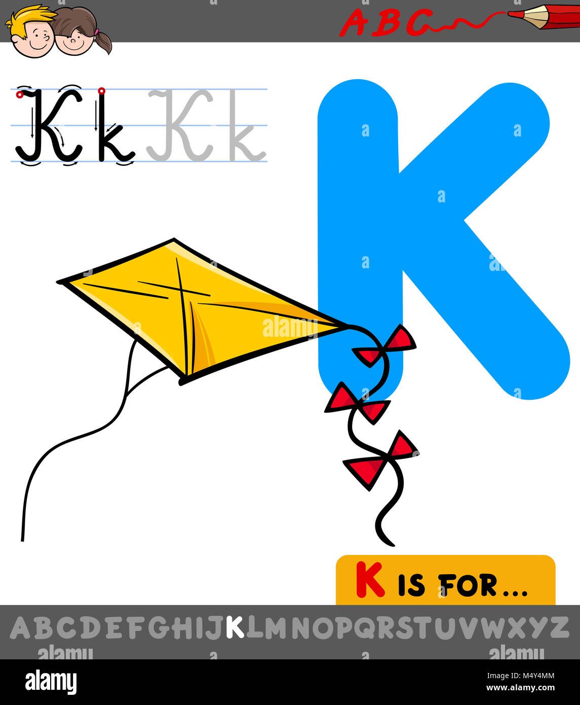 letter k with cartoon kite toy object Stock Photo - Alamy