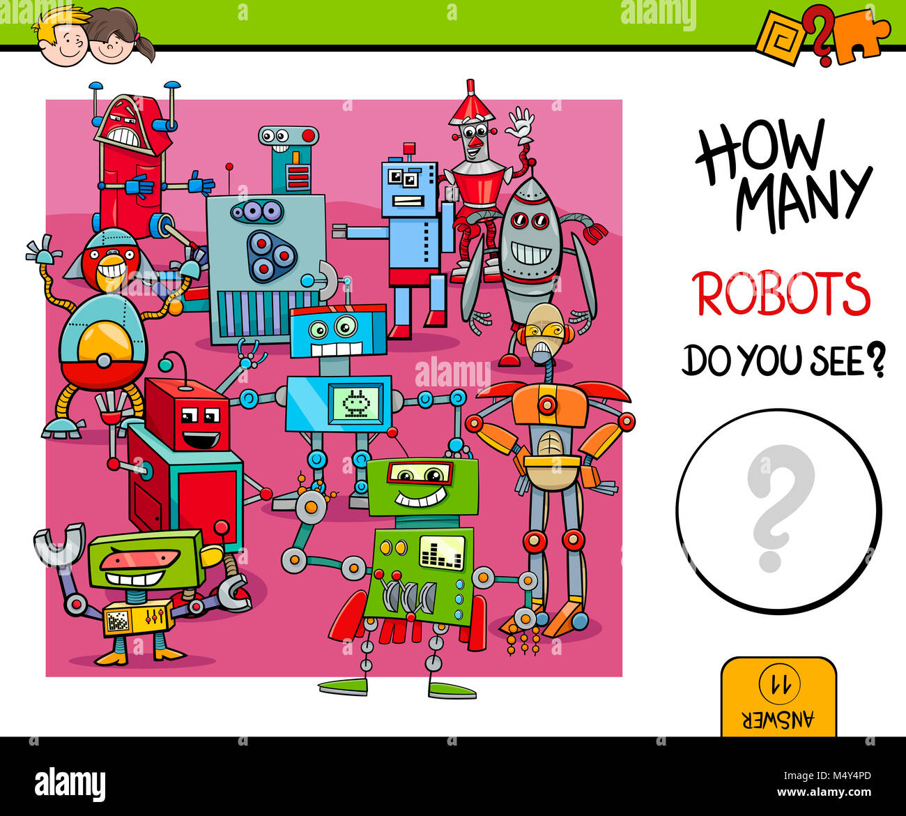 counting robots educational game for kids Stock Photo - Alamy