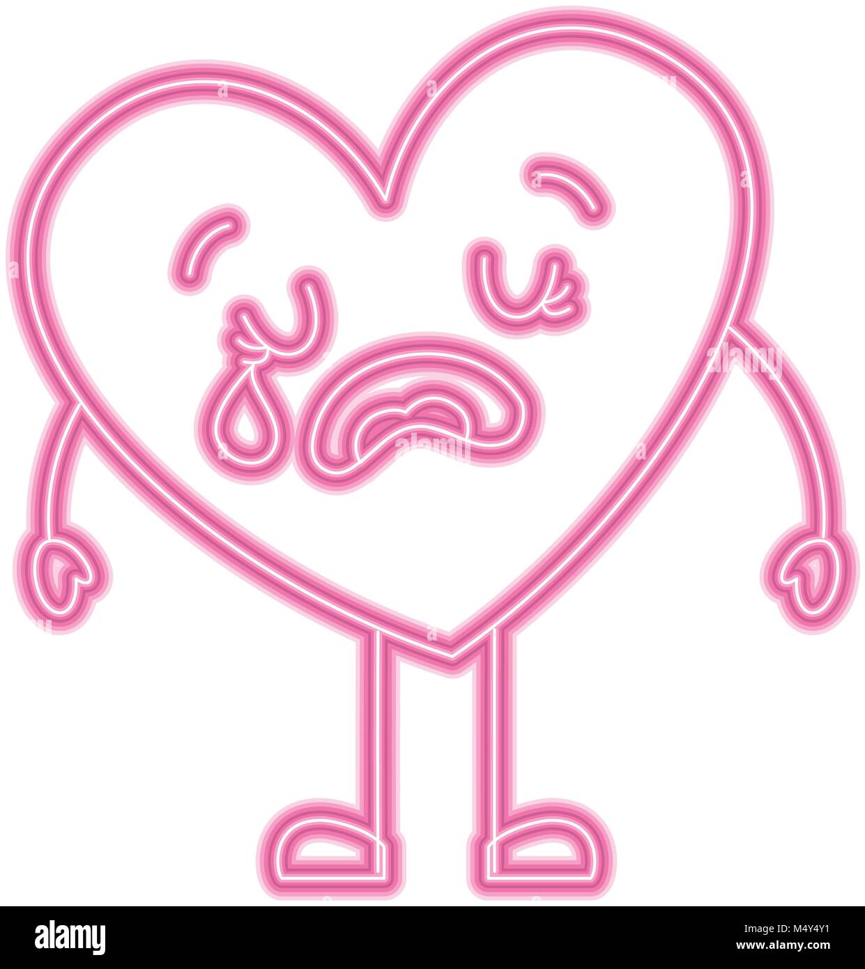 cute cartoon heart love crying sad character Stock Vector Image & Art ...