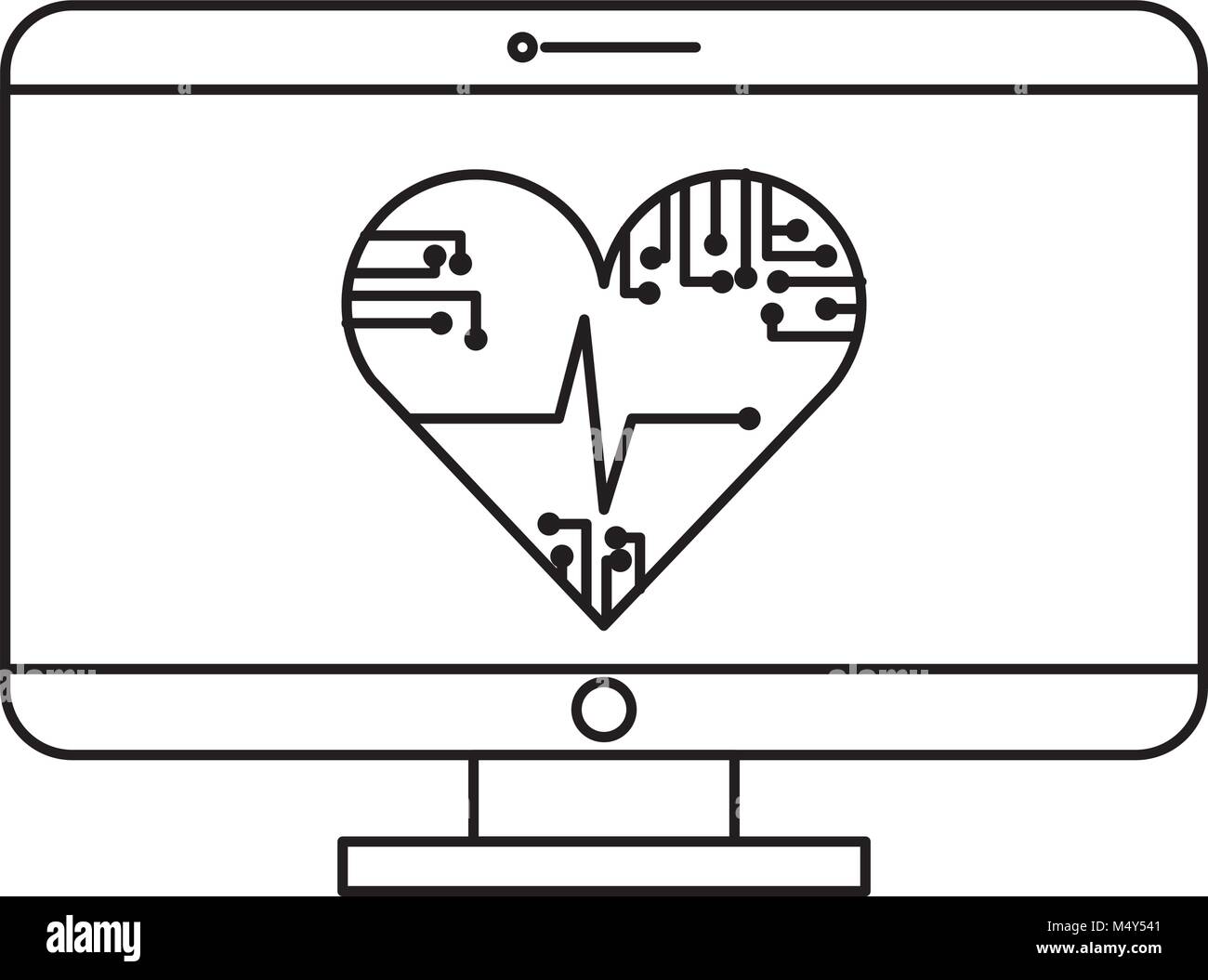 monitor computer heart monitoring circuit healthy technology Stock ...