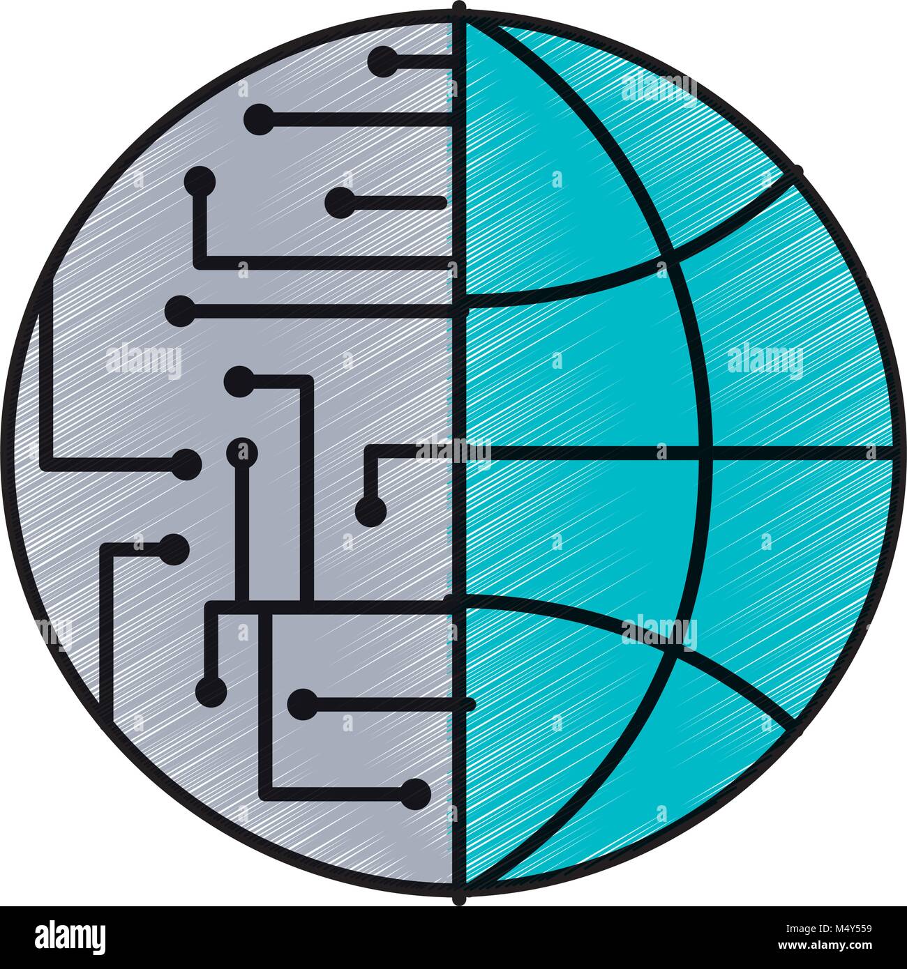 technology world globe network connection circuit Stock Vector Image ...