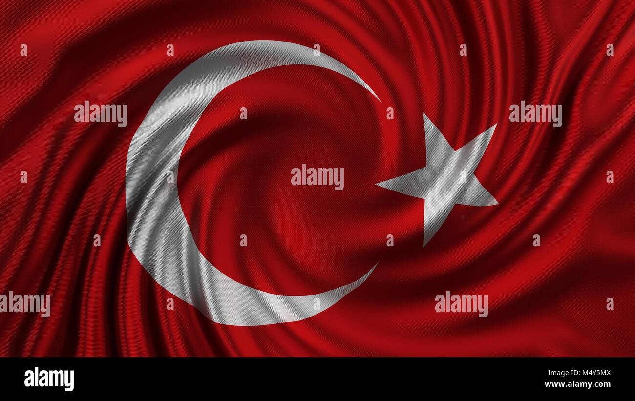 beautiful turkish flag made of silk. 3d illustration Stock Photo - Alamy