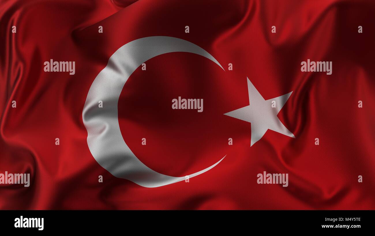 beautiful turkish flag made of silk. 3d illustration Stock Photo - Alamy