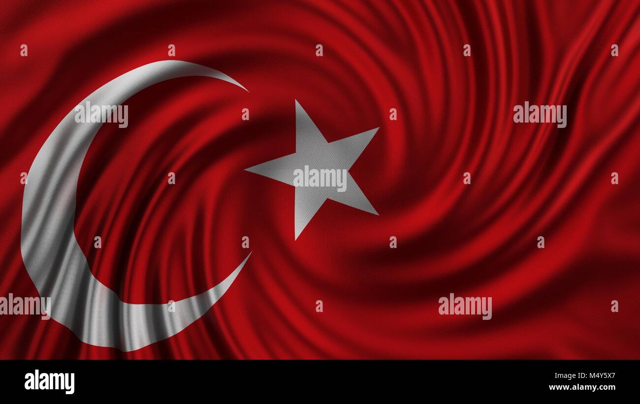 beautiful turkish flag made of silk. 3d illustration Stock Photo - Alamy