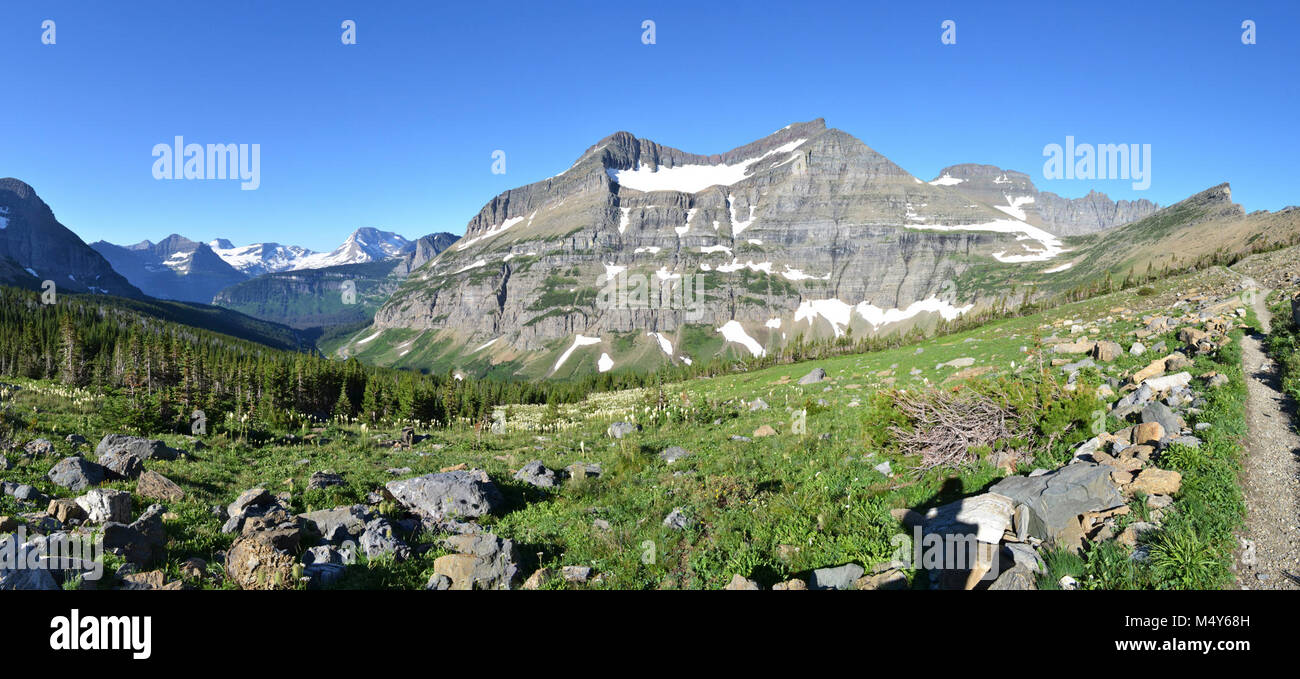 Piegan Pass and the Piegan Glacier Panoramic Stock Photo - Alamy