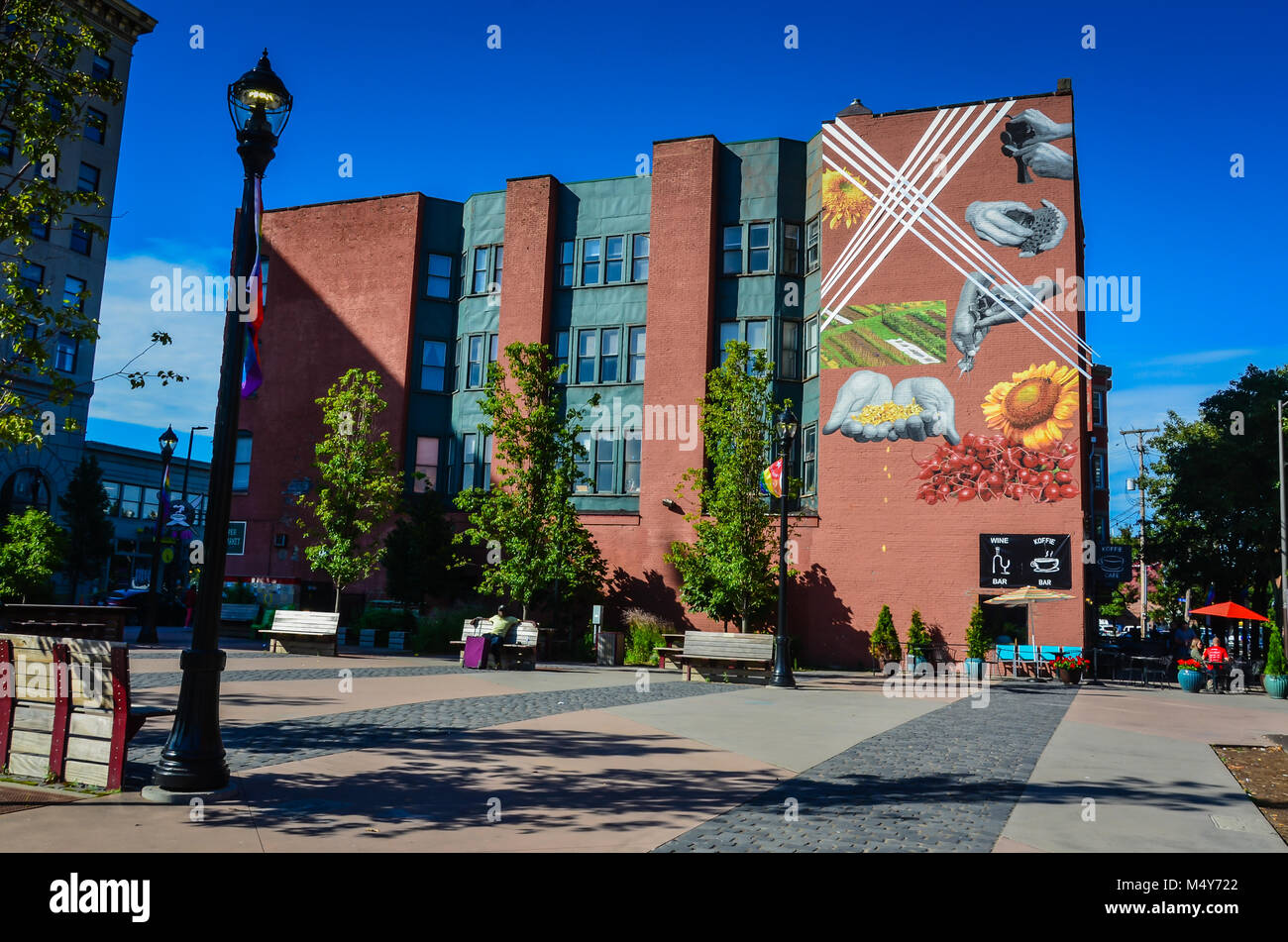 Historic Market Square with Mural of hands, inspired Ohio City workers ...