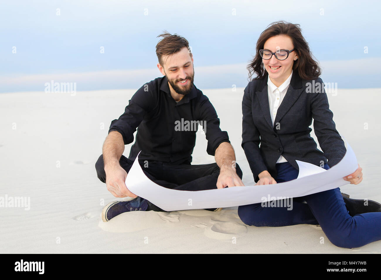 Economists brother and sister planning shopping center in dese Stock ...