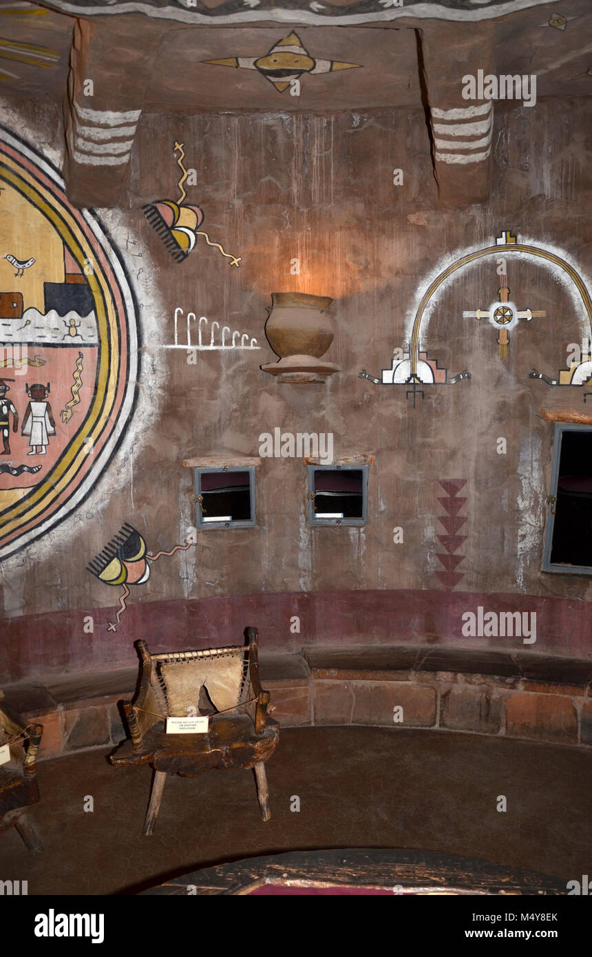 Desert View Watchtower Level 2 murals before the start of conservation ...