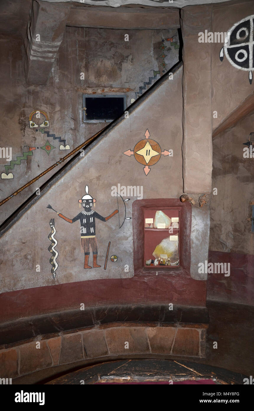 Desert View Watchtower Level 2 murals before the start of conservation ...