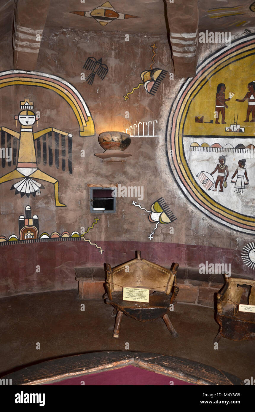 Desert View Watchtower Level 2 murals before the start of conservation ...