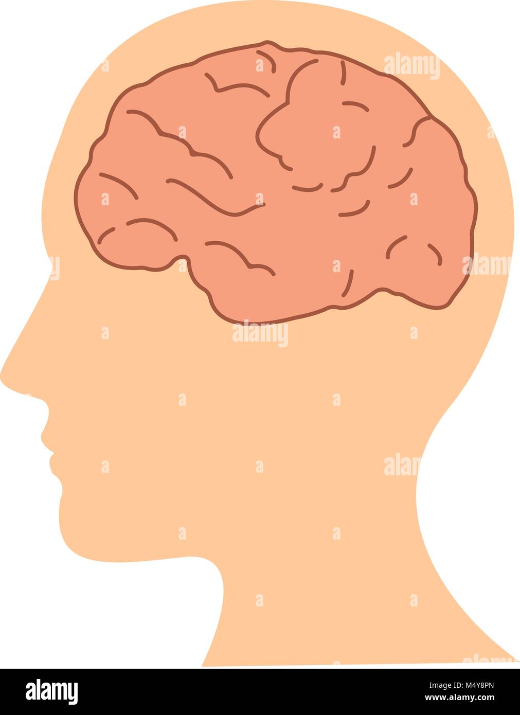 flat design human brain in head icon vector illustration Stock Vector ...