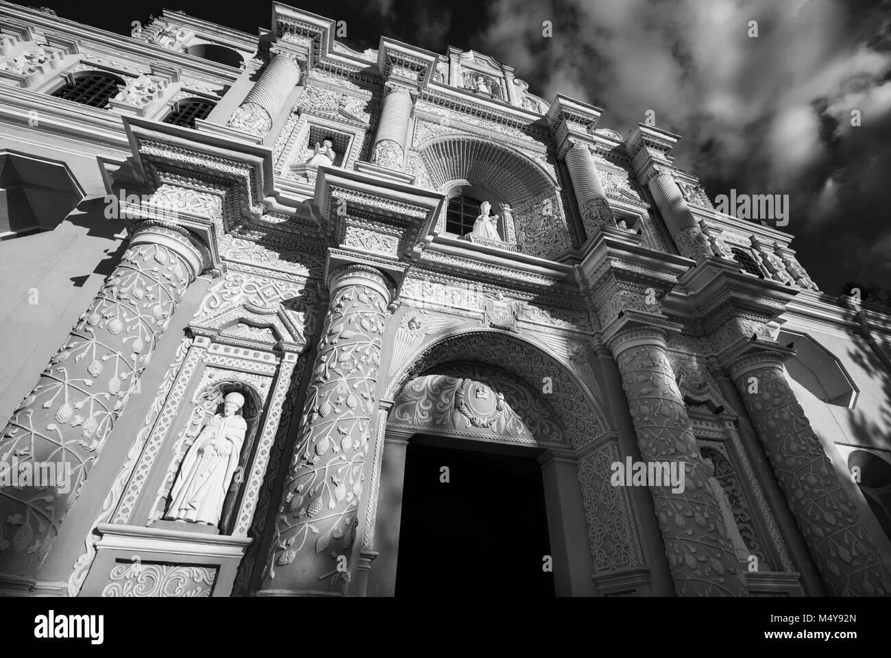 Colonial architecture in ancient Antigua Guatemala city, Central ...