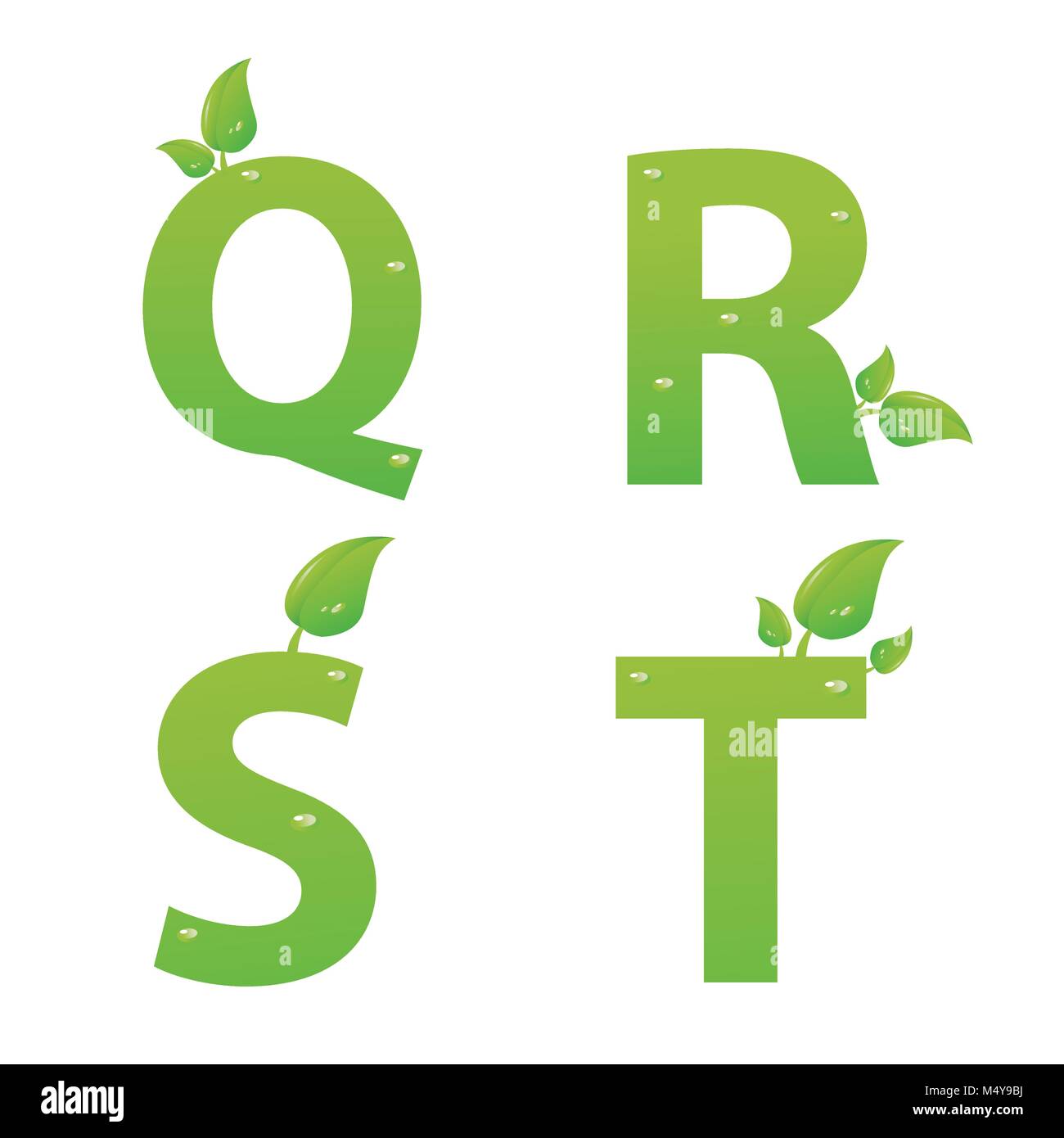 Vector set of green eco letters logo with leaves Stock Vector Image ...