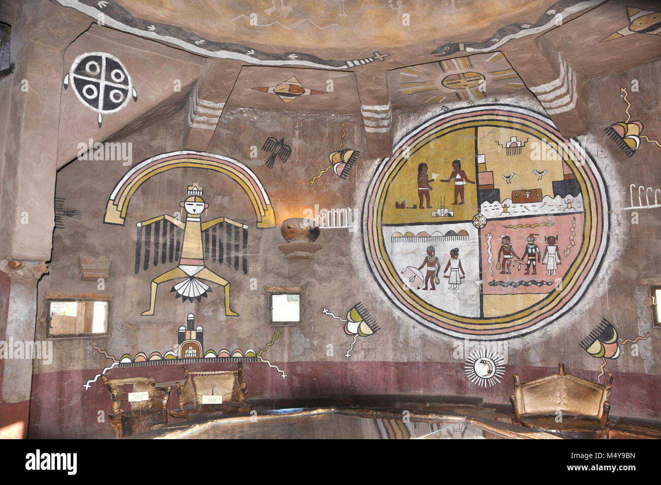 Interior of Desert View Watchtower, one of the most prominent ...